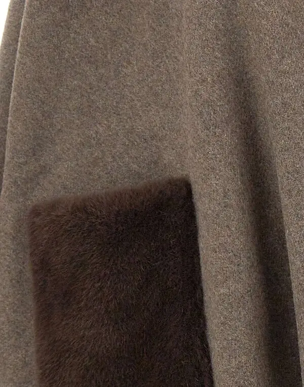 GRAN SASSO Fringed Hem Cape With Fur Accents