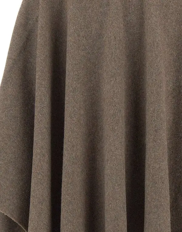 GRAN SASSO Fringed Hem Cape With Fur Accents