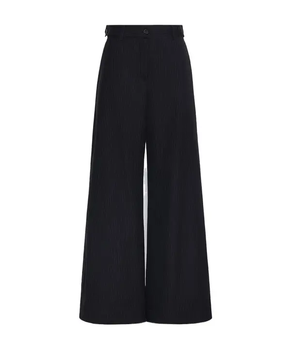 Max Mara Wool And Cotton Gabardine Trousers Navy - Navy Blue