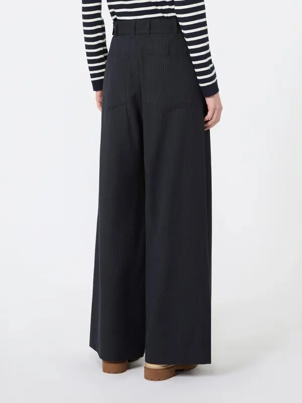 Max Mara Wool And Cotton Gabardine Trousers Navy