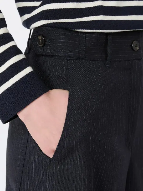 Max Mara Wool And Cotton Gabardine Trousers Navy