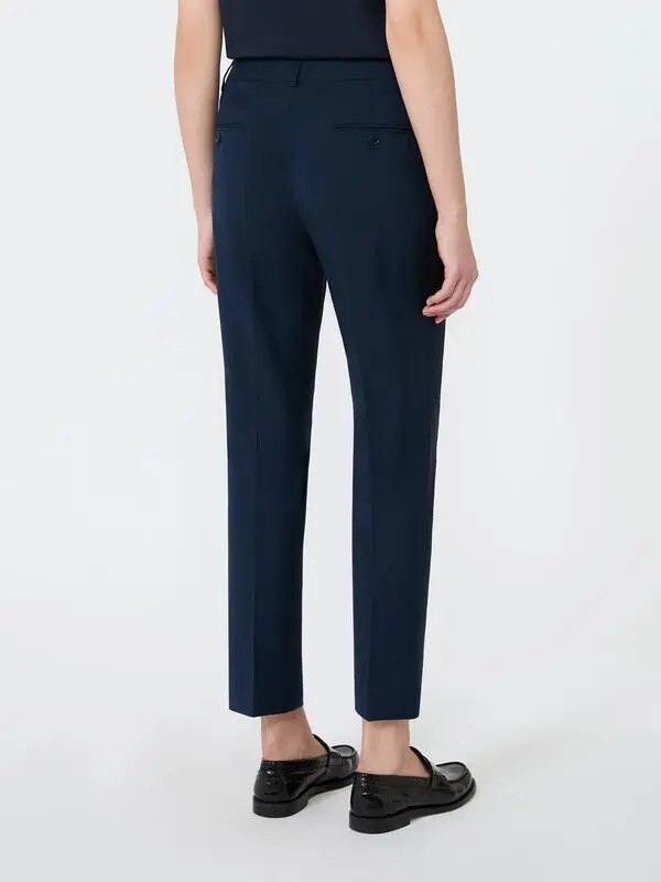 Max Mara Stretch Wool Cigarette Trousers Navy