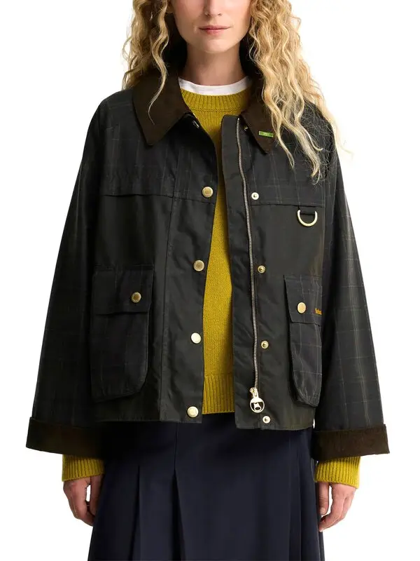 Barbour Tartan Spey Wax Jacket - Black