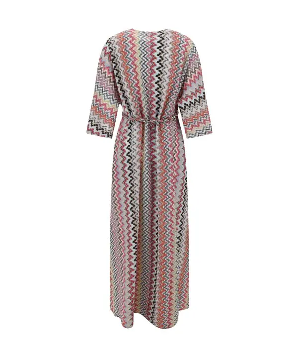 Missoni Kaftano Zigzag Wovened V-neck Maxi Dress
