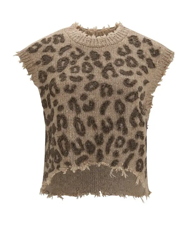 R13 Leopard-pattern Top - Brown