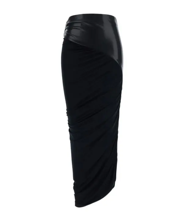 Andamane Panelled Ruched Detail Skirt - Black