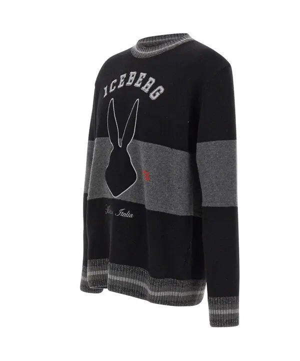 Iceberg Grey Striped Crew Neck Sweater