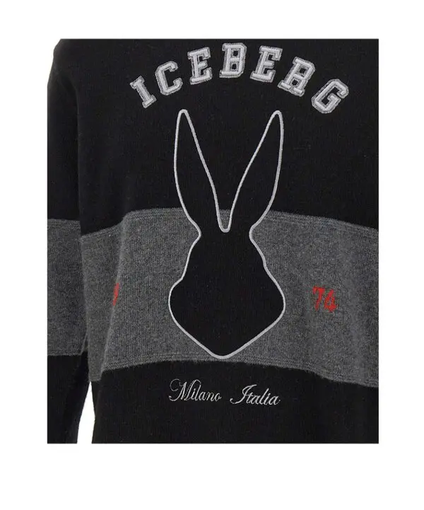 Iceberg Grey Striped Crew Neck Sweater