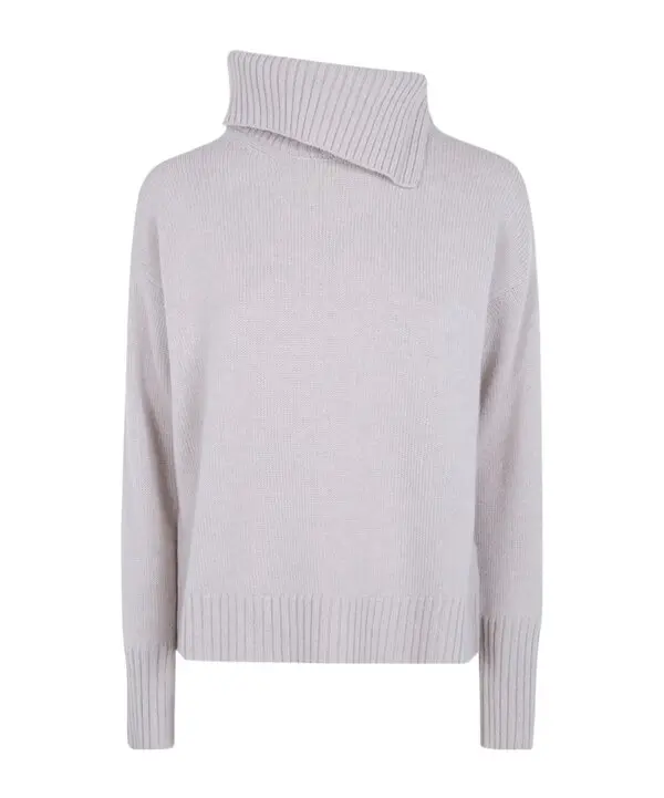 ANNECLAIRE Asymmetric Roll-neck Sweater With Ribbed Details