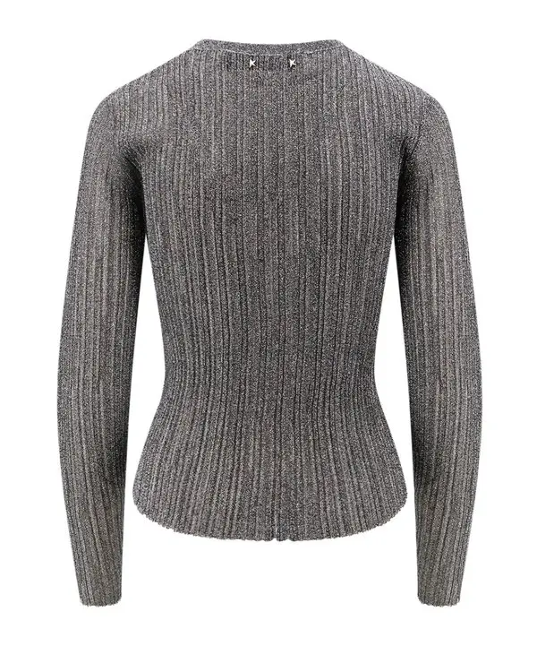 GOLDEN GOOSE V-neck Lurex Top With Logo Patch