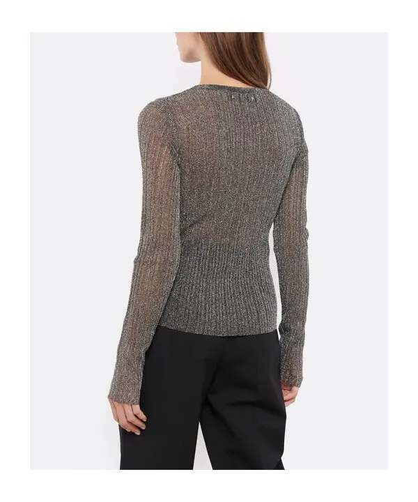 GOLDEN GOOSE V-neck Lurex Top With Logo Patch