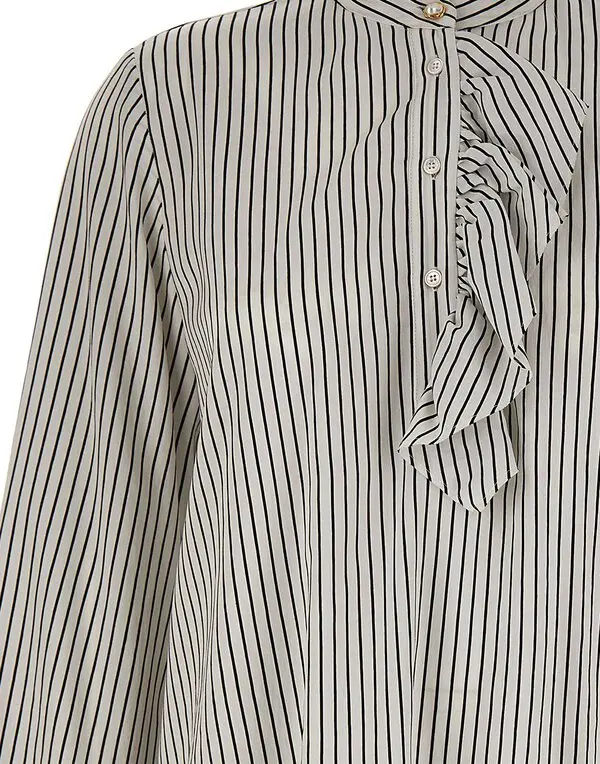 Marella Striped Ruffled Henley Blouse