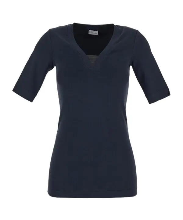 Brunello Cucinelli Monili-chain Cotton-blend T-shirt - Black