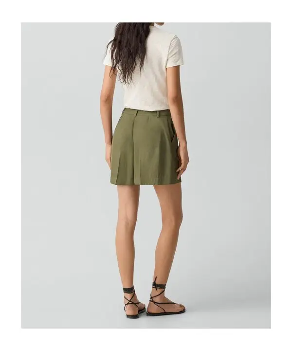 Theory Fluid Pleat Shorts In Washed Twill
