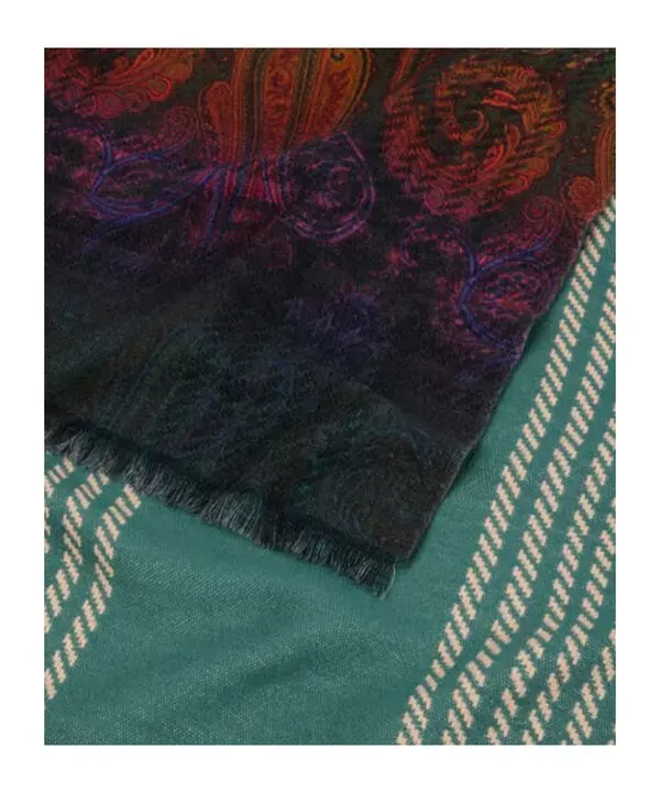 Etro Paisley Fringed Scarf - Green