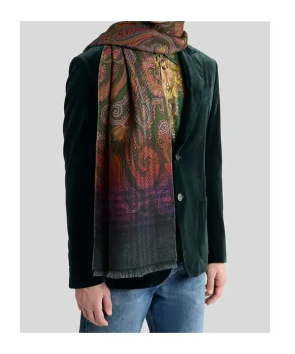 Etro Paisley Fringed Scarf - Green