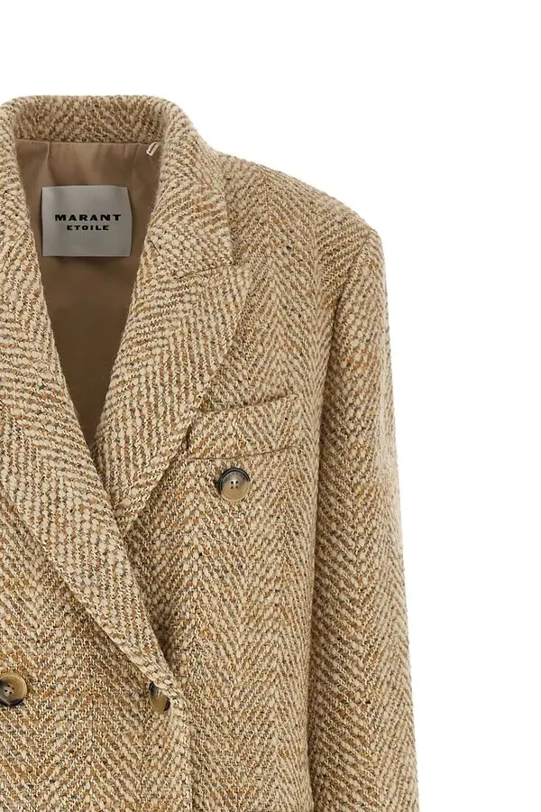 Isabel Marant Étoile Pilda Herringbone Wool Blend Double-breasted Coat