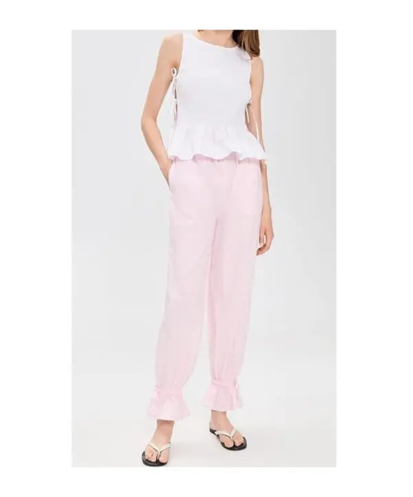 Posse Elastic Waistband Casual Pants With Tie Detail