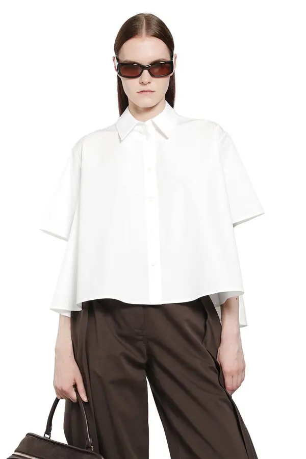Loewe Short Sleeve Trapeze Shirt In Cotton Poplin - White