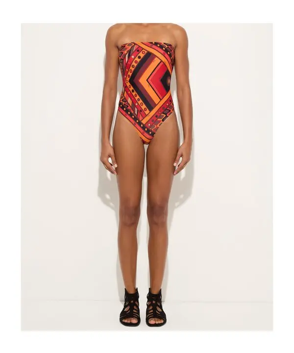 Emilio Pucci Vivara Printed Bandeau One-piece Swimsuit