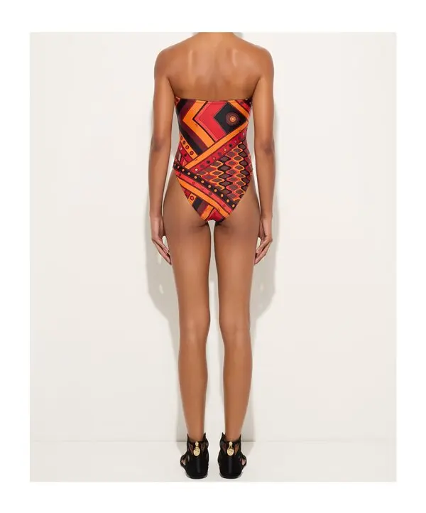 Emilio Pucci Vivara Printed Bandeau One-piece Swimsuit