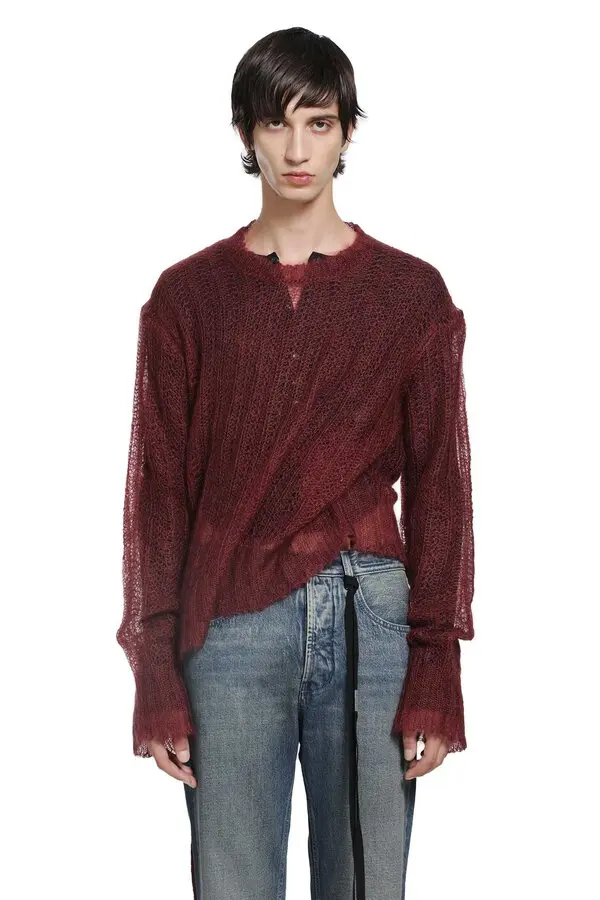 ANN DEMEULEMEESTER Levar Mohair Silk Knit Sweater - Red
