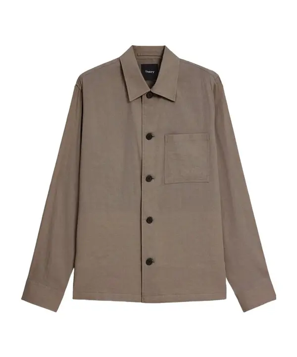 Theory Long-sleeve Shirt-style Jacket With Patch Pockets