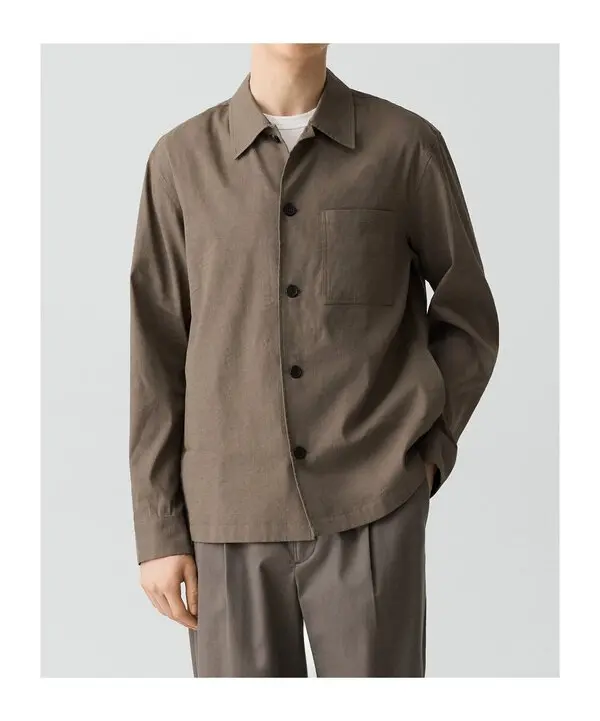Theory Long-sleeve Shirt-style Jacket With Patch Pockets