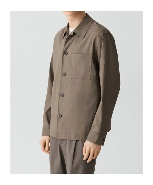 Theory Long-sleeve Shirt-style Jacket With Patch Pockets
