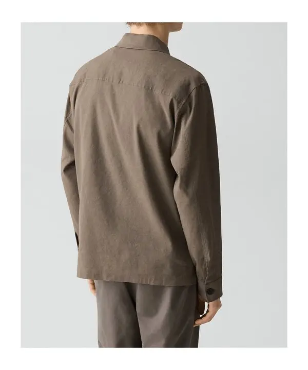 Theory Long-sleeve Shirt-style Jacket With Patch Pockets
