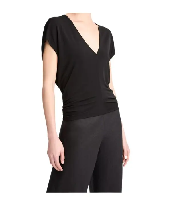Vince Crepe Flutter-sleeve V-neck Top