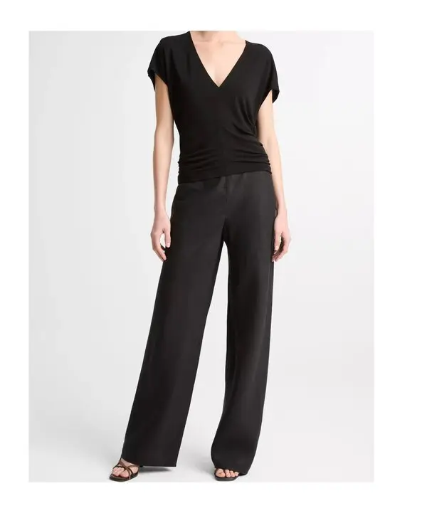 Vince Crepe Flutter-sleeve V-neck Top