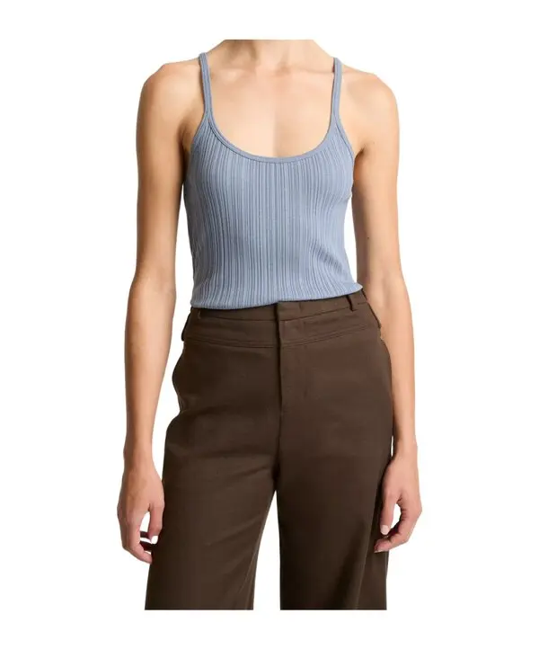 Vince Variegated-rib Cotton-blend Tank