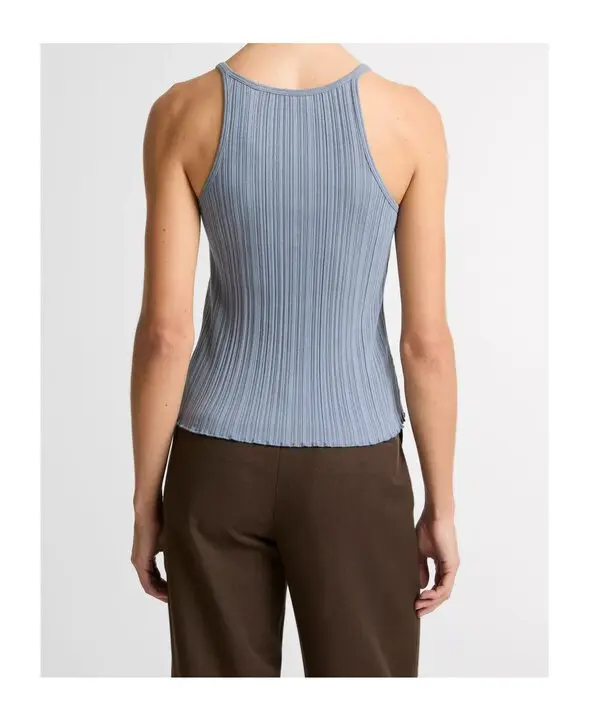 Vince Variegated-rib Cotton-blend Tank