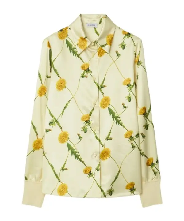 Burberry Dandelion Print Satin Shirt - White