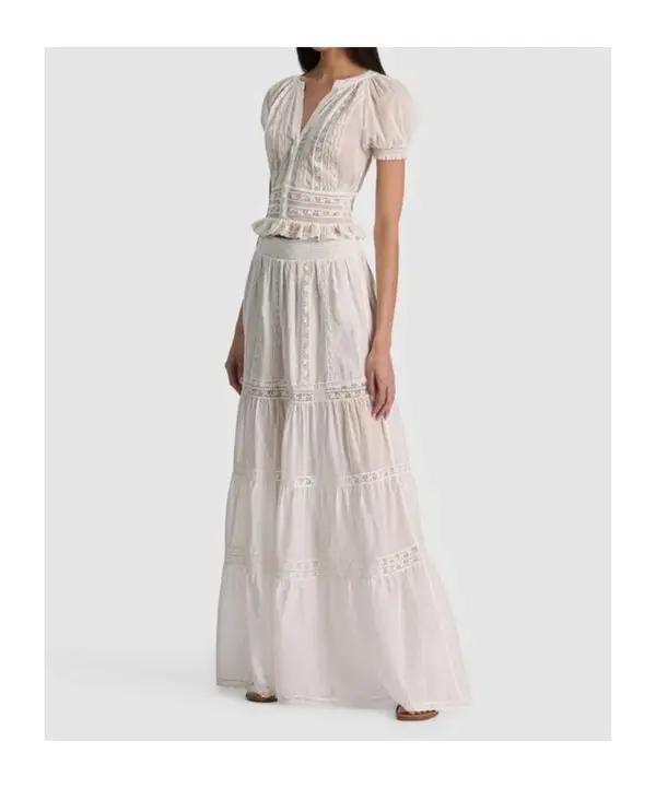 ALICEOLIVIA Kathryn Lace Trim Blouse