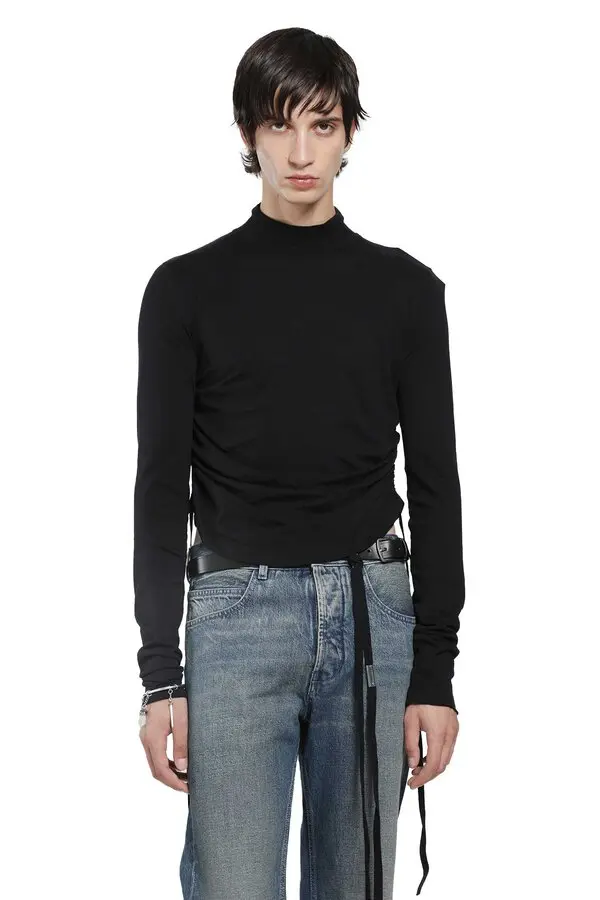 ANN DEMEULEMEESTER Lenart Wrinkled Mock Neck Top