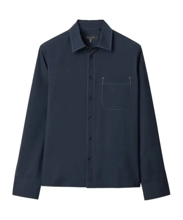 Rag & Bone Austin Tropical Wool Shirt - Navy Blue