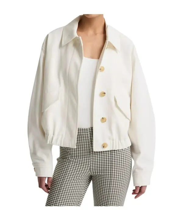 Vince Cotton Bomber Jacket - Chalk