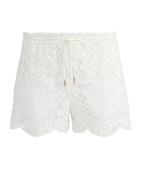 ALICEOLIVIA Alice+olivia Kenley Lace Scalloped-hem Drawstring Shorts