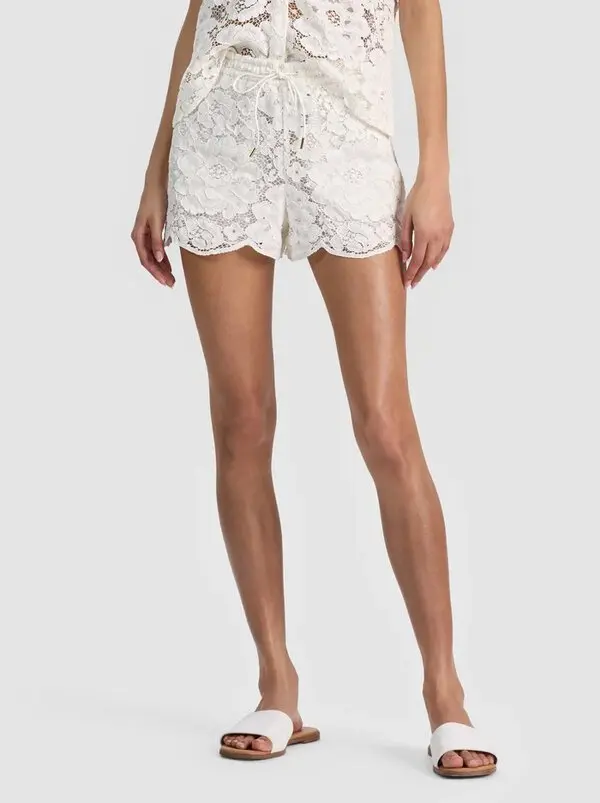ALICEOLIVIA Alice+olivia Kenley Lace Scalloped-hem Drawstring Shorts
