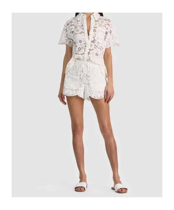 ALICEOLIVIA Alice+olivia Kenley Lace Scalloped-hem Drawstring Shorts