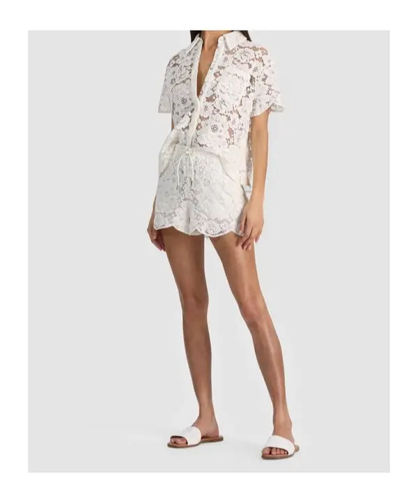 ALICEOLIVIA Alice+olivia Kenley Lace Scalloped-hem Drawstring Shorts