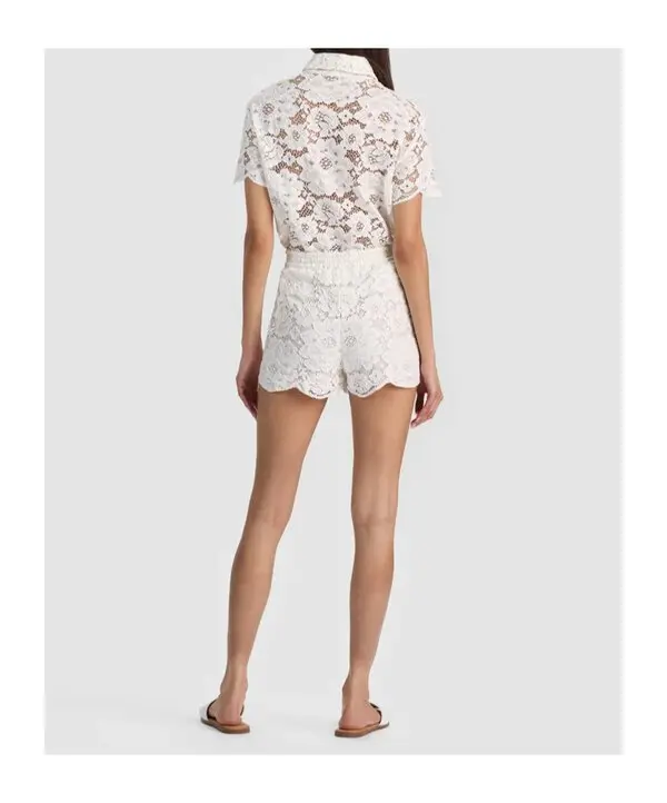 ALICEOLIVIA Alice+olivia Kenley Lace Scalloped-hem Drawstring Shorts