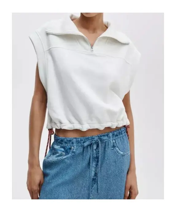 Rag & Bone Sleeveless Terry Half-zip Muscle Tee