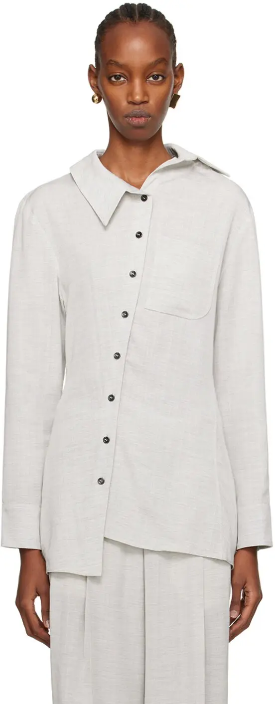Jacquemus La Chemise Pablo Asymmetric Shirt - Light Gray