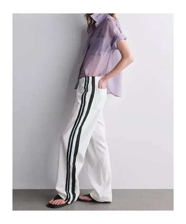 Rag & Bone Featherweight Denim Mid-rise Pants With Grosgrain Stripes