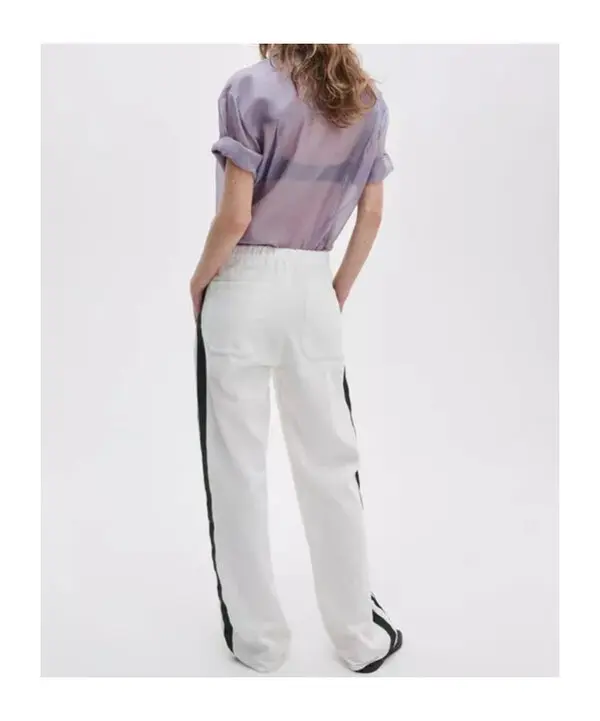 Rag & Bone Featherweight Denim Mid-rise Pants With Grosgrain Stripes