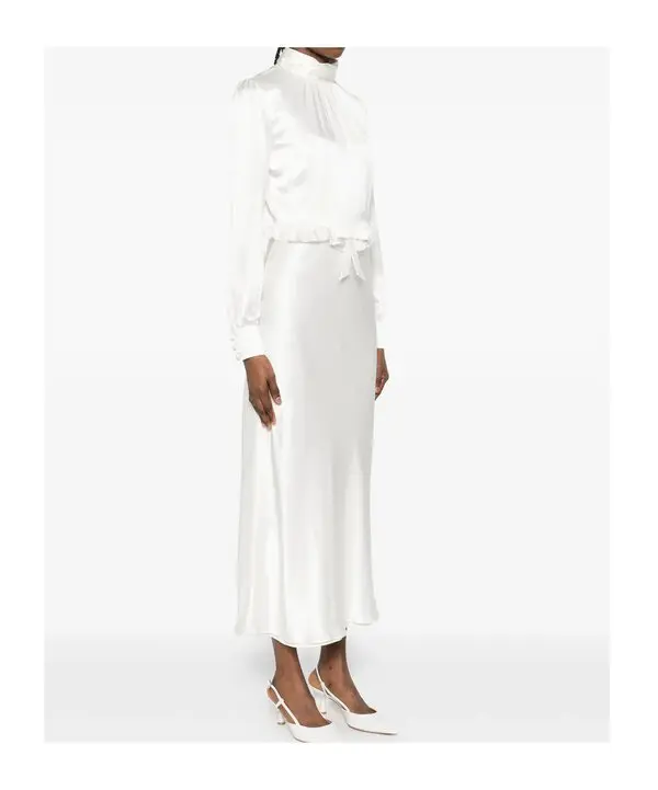 Alessandra Rich High-neck Ruffled Silk Midi Dress