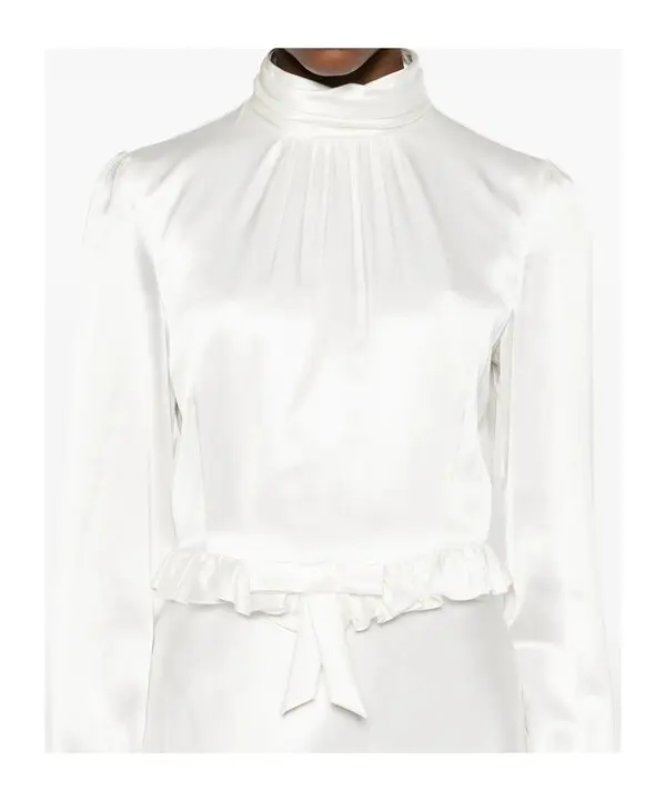 Alessandra Rich High-neck Ruffled Silk Midi Dress